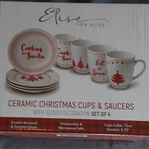 Elise | Kitchen | Elise For Elise Set Of 4 Ceramic Christmas Cups ...